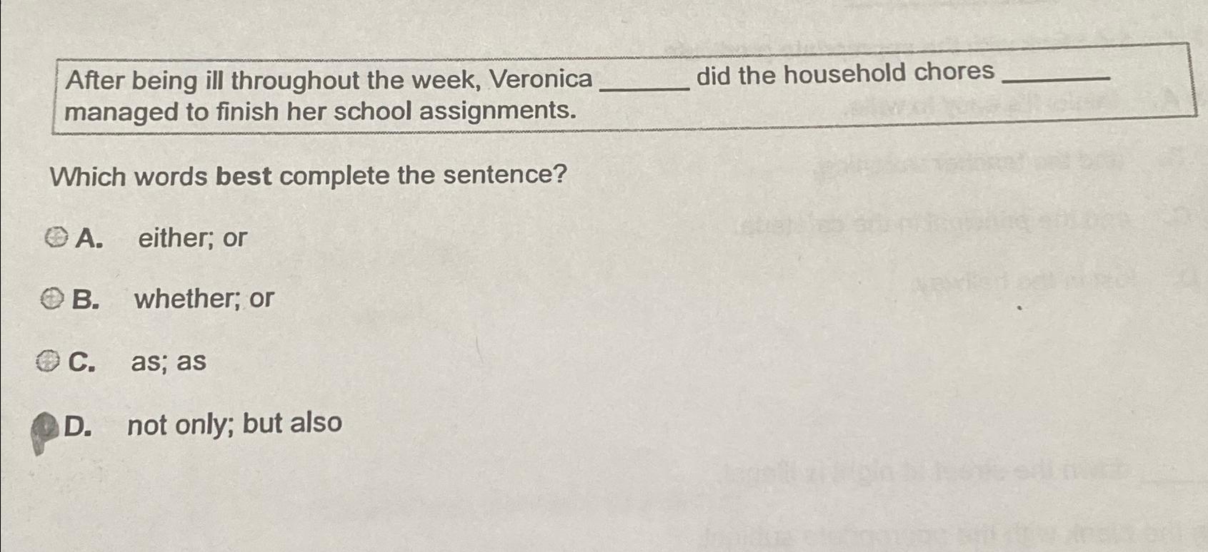 Solved After being ill throughout the week, Veronica did the | Chegg.com