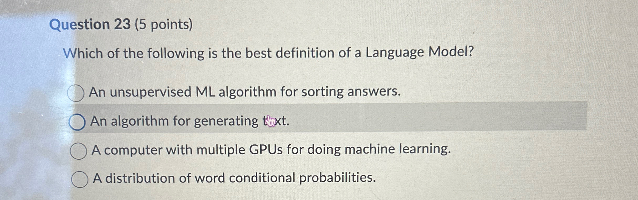 Solved Question 23 (5 ﻿points)Which of the following is the | Chegg.com