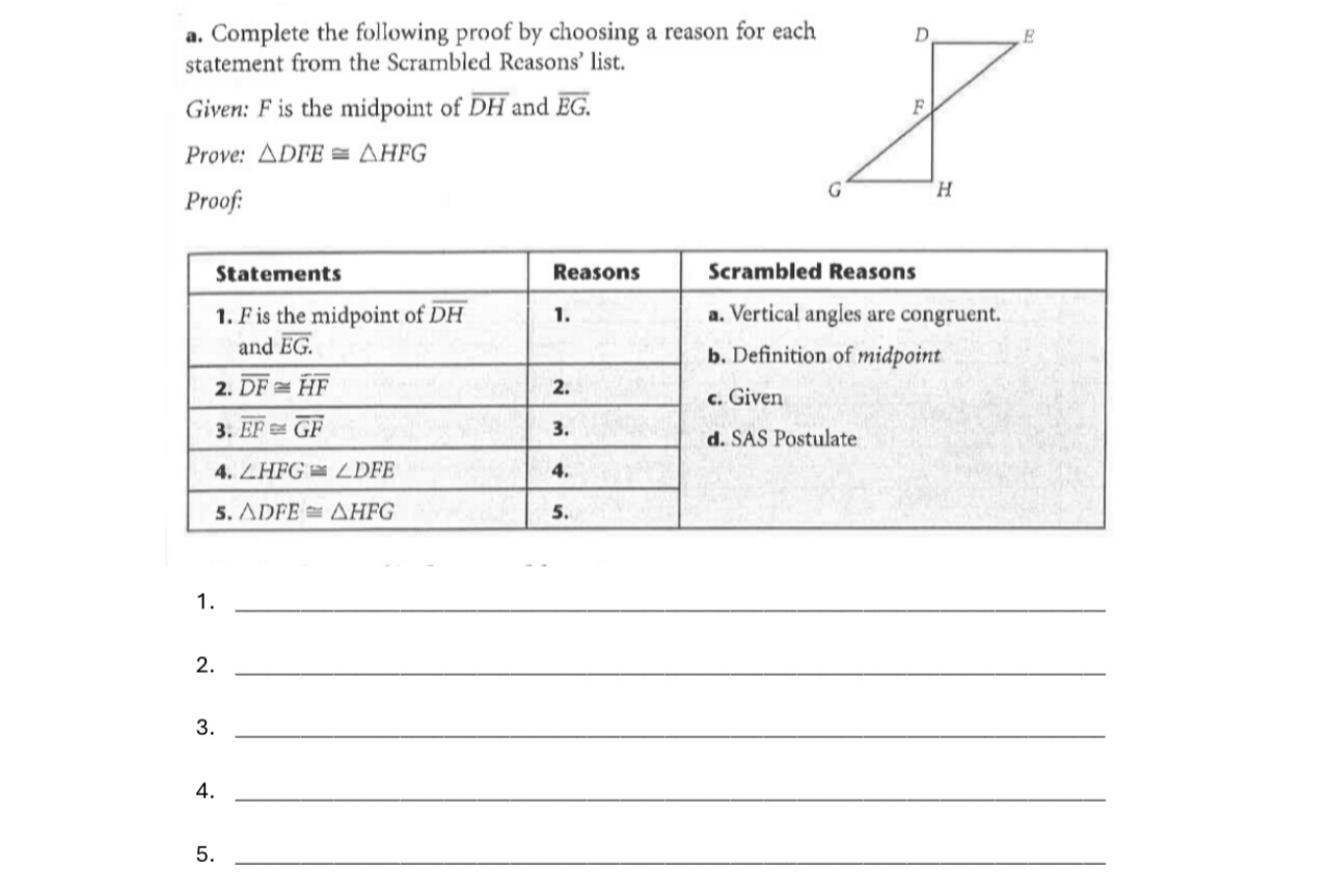 Solved a. ﻿Complete the following proof by choosing a reason | Chegg.com