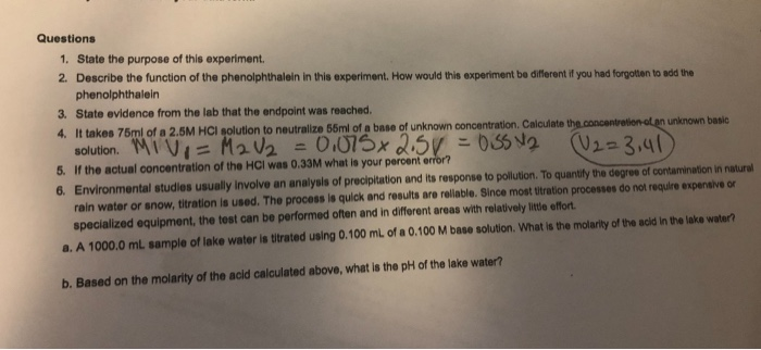 Solved Questions 1. State the purpose of this experiment. 2. | Chegg.com