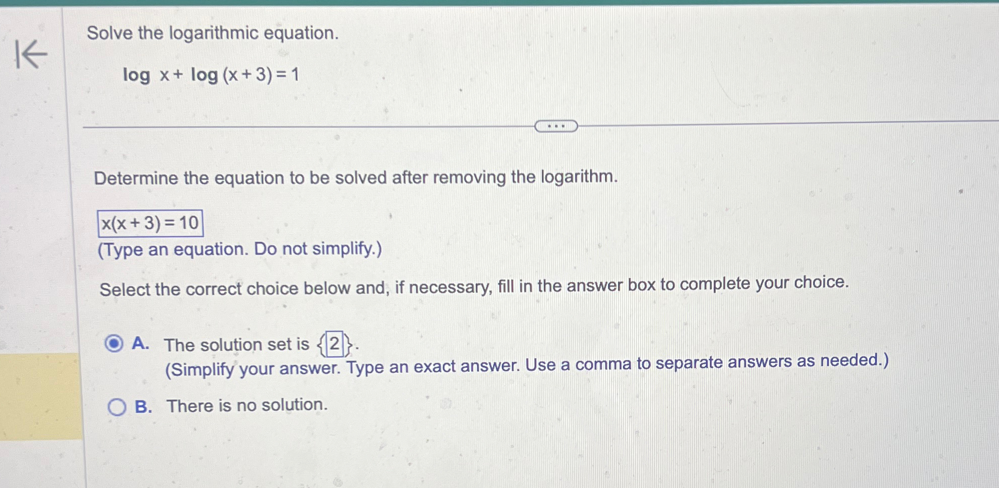 Solved Solve the logarithmic | Chegg.com
