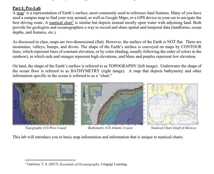 Solved Part I: Pre-Lab A map 1 is a representation of | Chegg.com