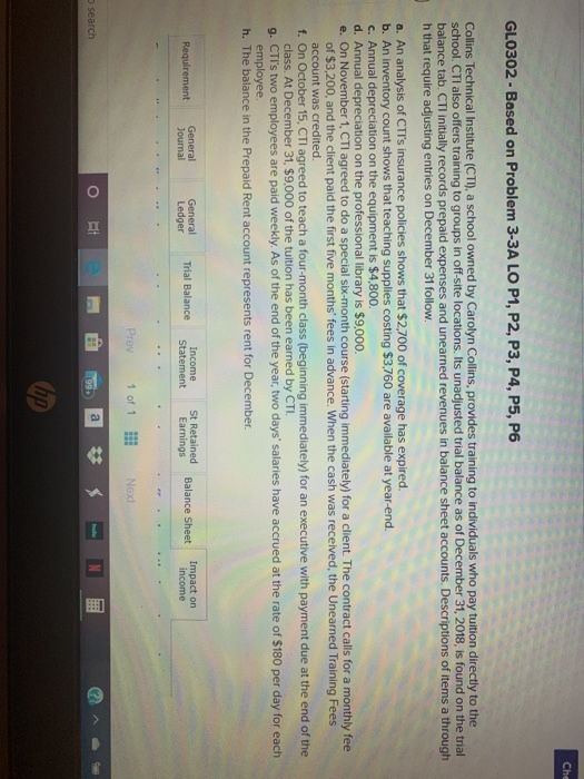 Solved Che GLO302 - Based on Problem 3-3A LO P1, P2, P3, P4, | Chegg.com