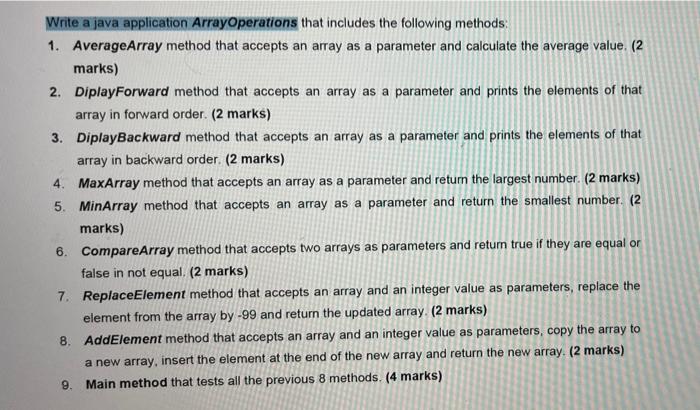 Solved Write a java application ArrayOperations that | Chegg.com