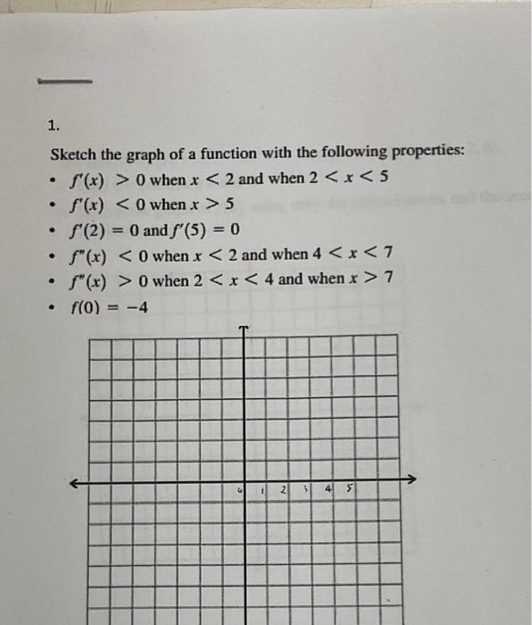 Solved 1. Sketch the graph of a function with the following | Chegg.com
