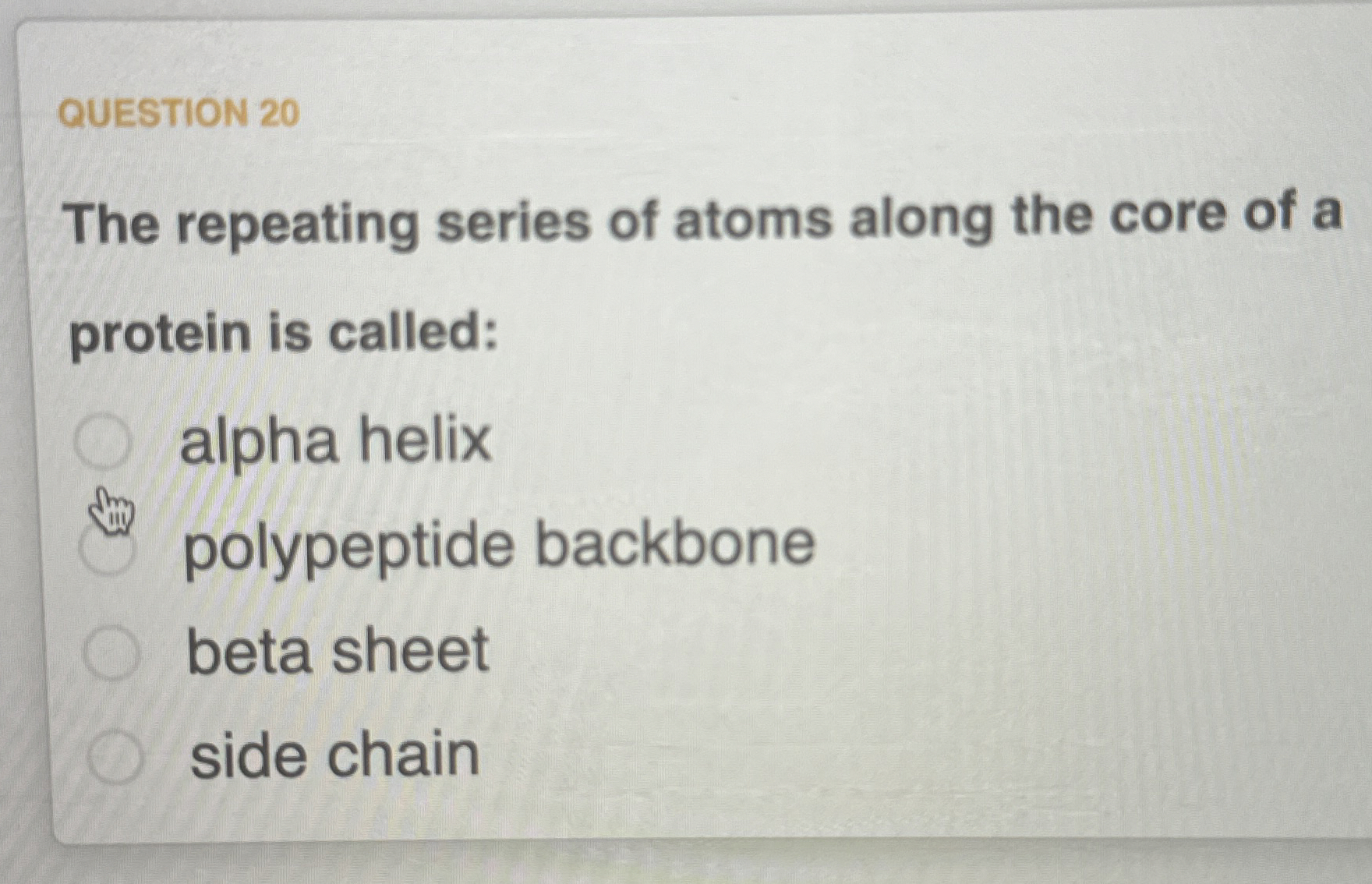 Solved QUESTION 20The repeating series of atoms along the | Chegg.com