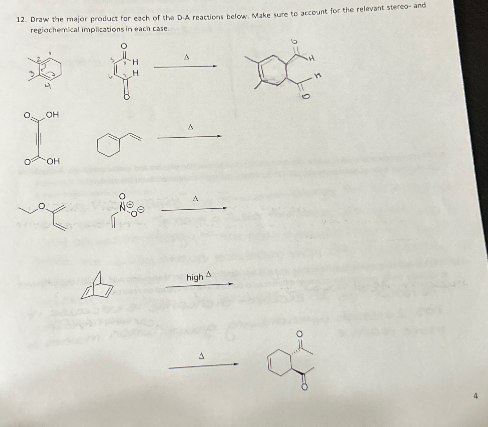 Solved Draw the major product for each of the D-A reactions | Chegg.com
