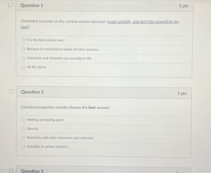 Solved Chemistry is known as the central science because: | Chegg.com