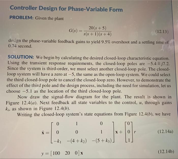 Solved Controller Design for Phase Variable FormI am | Chegg.com