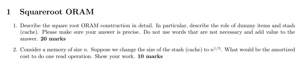 Solved 1 squareroot Oramdescribe The Square Root Oram