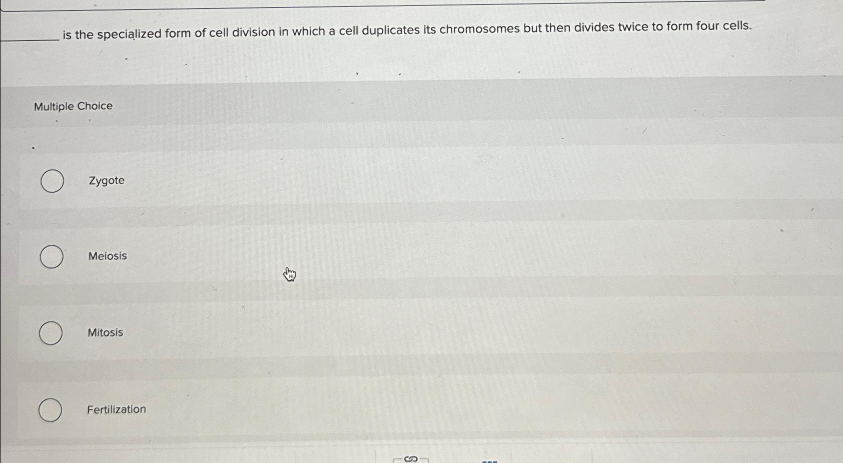 Solved is the specialized form of cell division in which a | Chegg.com