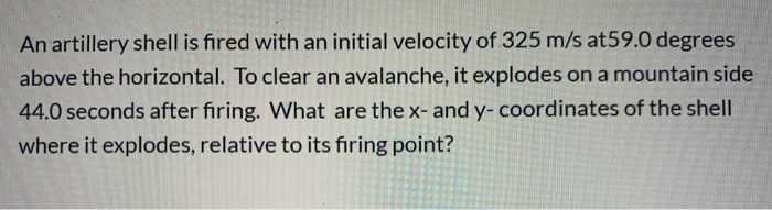 Solved An artillery shell is fired with an initial velocity | Chegg.com