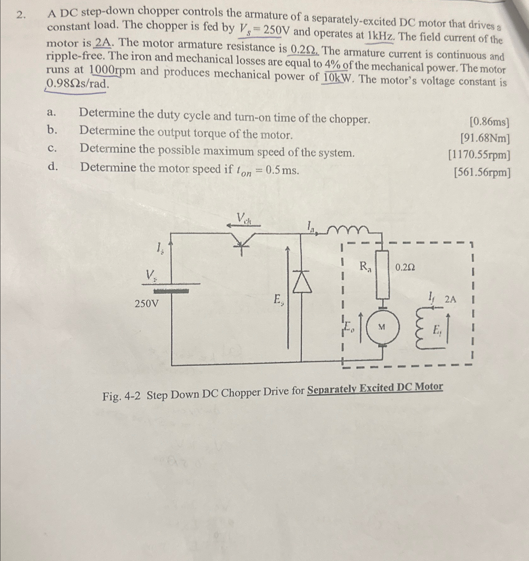 Solved A DC step-down chopper controls the armature of a | Chegg.com