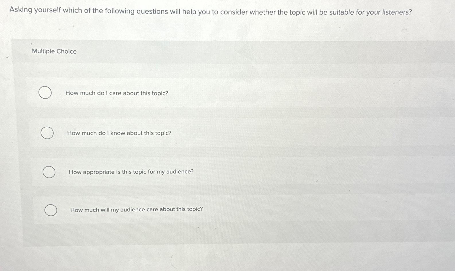 Solved Asking yourself which of the following questions will | Chegg.com