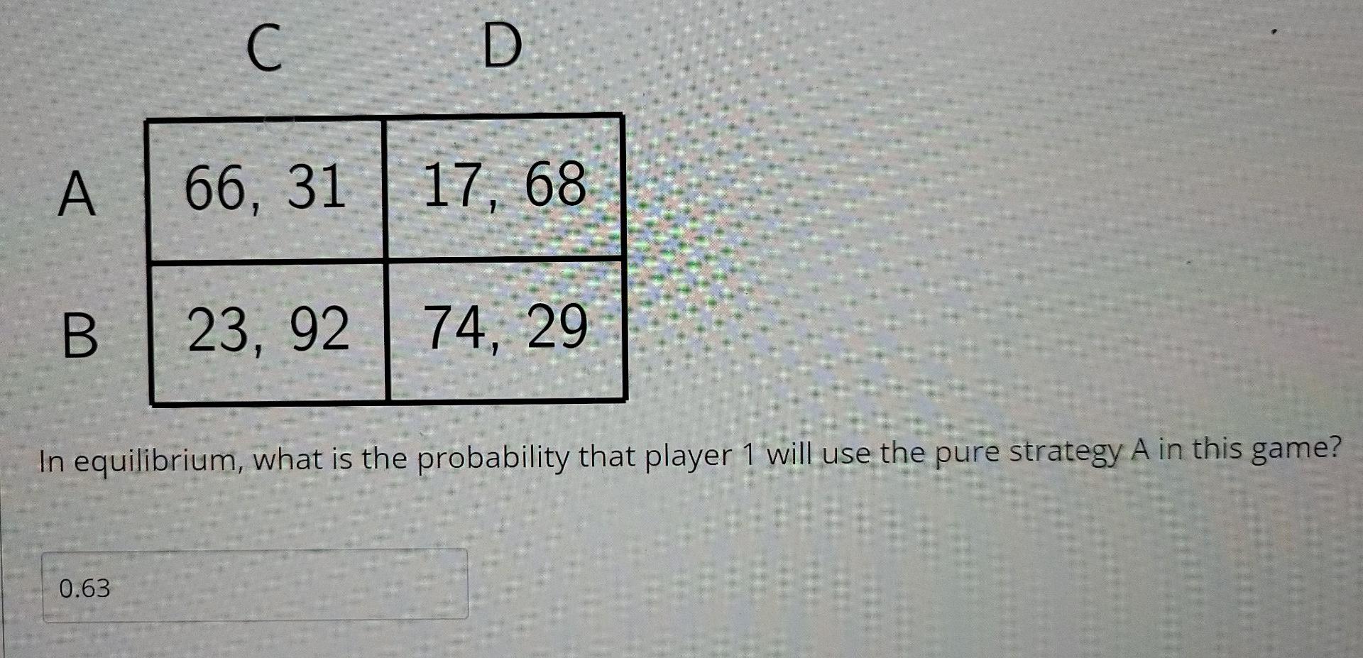 Solved С D A 66, 31 17, 68 B 23, 92 74, 29 In equilibrium, | Chegg.com