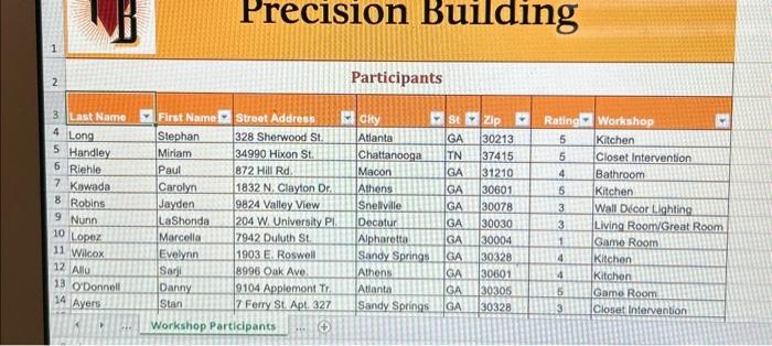 Solved Task Instructions Using a custom AutoFilter, filter | Chegg.com