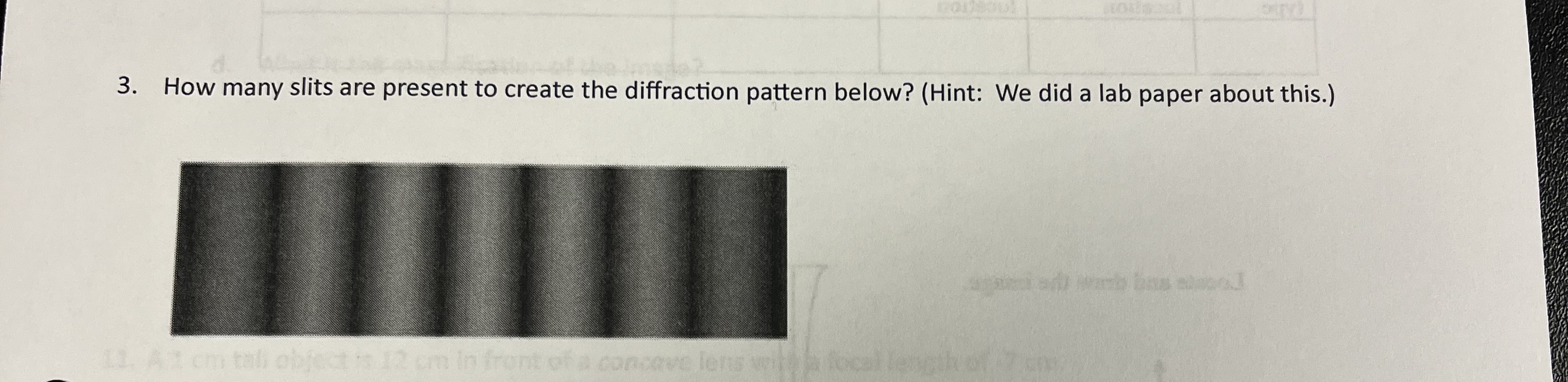 Solved How many slits are present to create the diffraction | Chegg.com