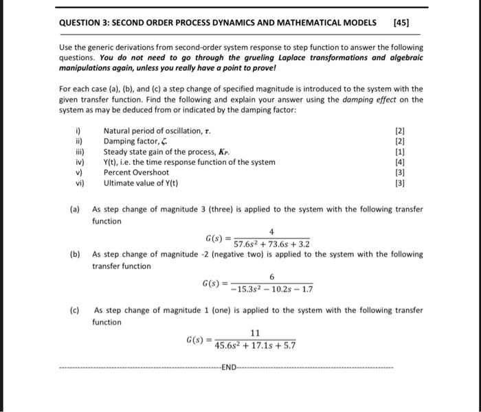Solved Use the generic derivations from second-order system | Chegg.com