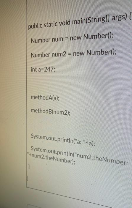 Solved What is the output from the Java class Number public | Chegg.com