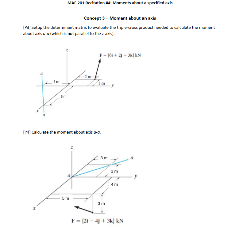 Solved MAE 201 ﻿Recitation \#4: Moments about a specified | Chegg.com