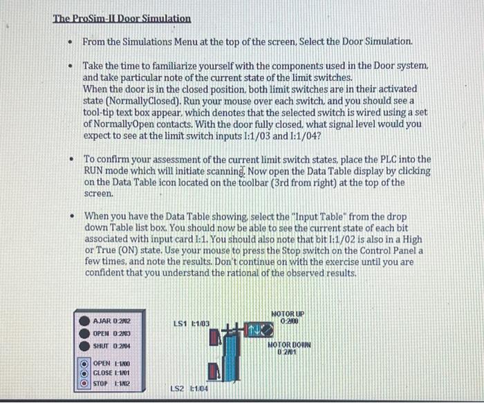 Solved The ProSim-Il Door Simulation • From the Simulations | Chegg.com