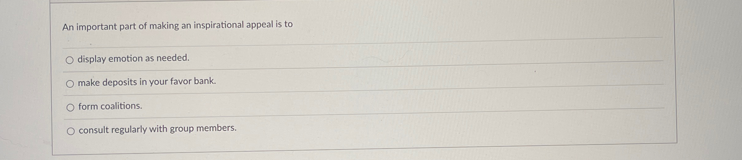 Solved An important part of making an inspirational appeal | Chegg.com