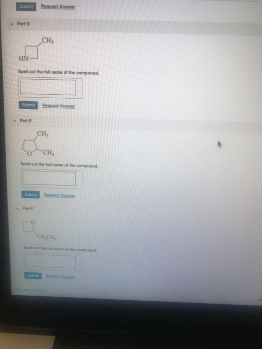Solved Submit Request Answer Part CH3 HN Spell out the full | Chegg.com
