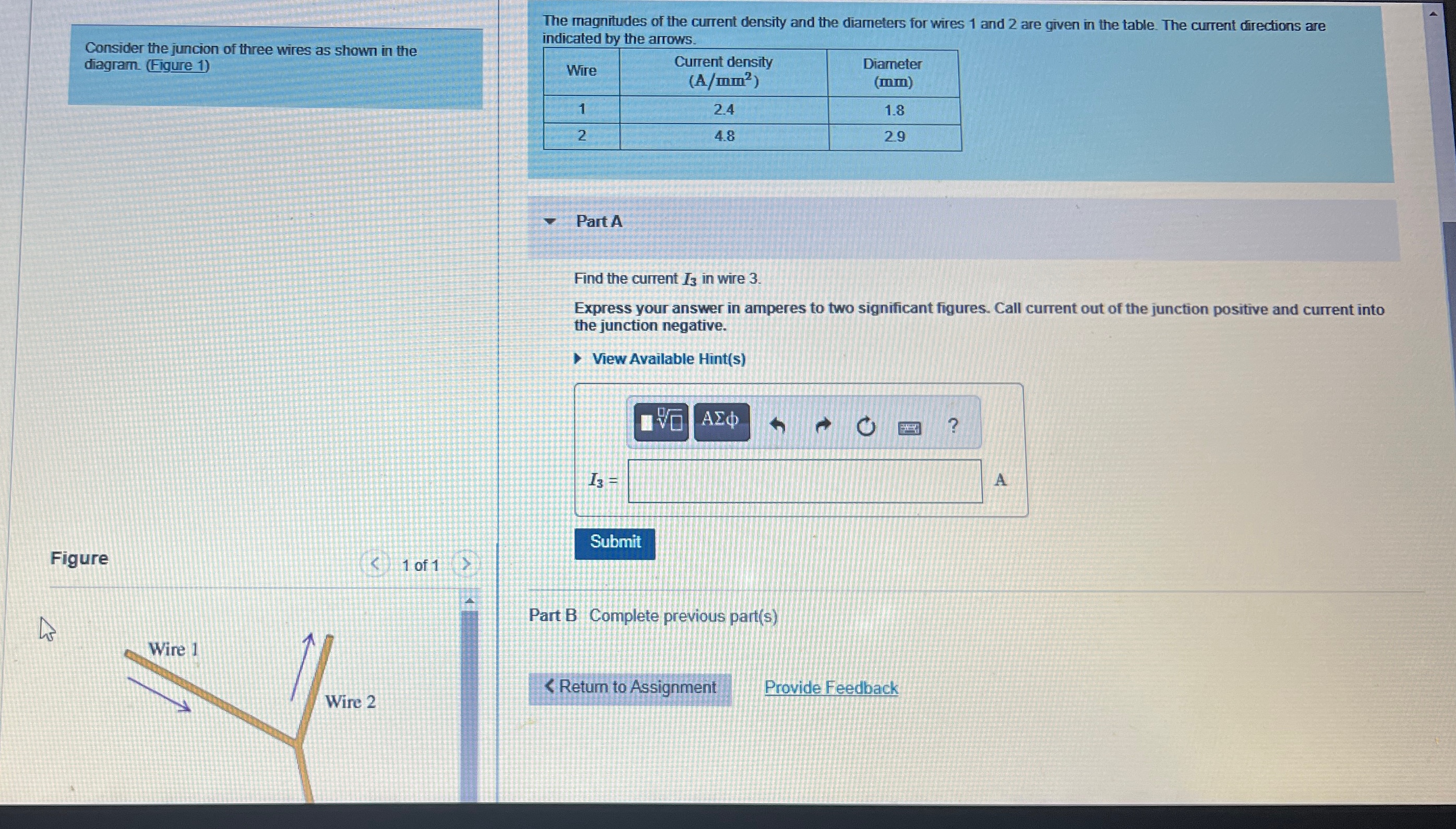 Solved Consider the juncion of three wires as shown in the | Chegg.com