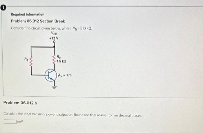 Solved Required information Problem 06.012 Section Break | Chegg.com