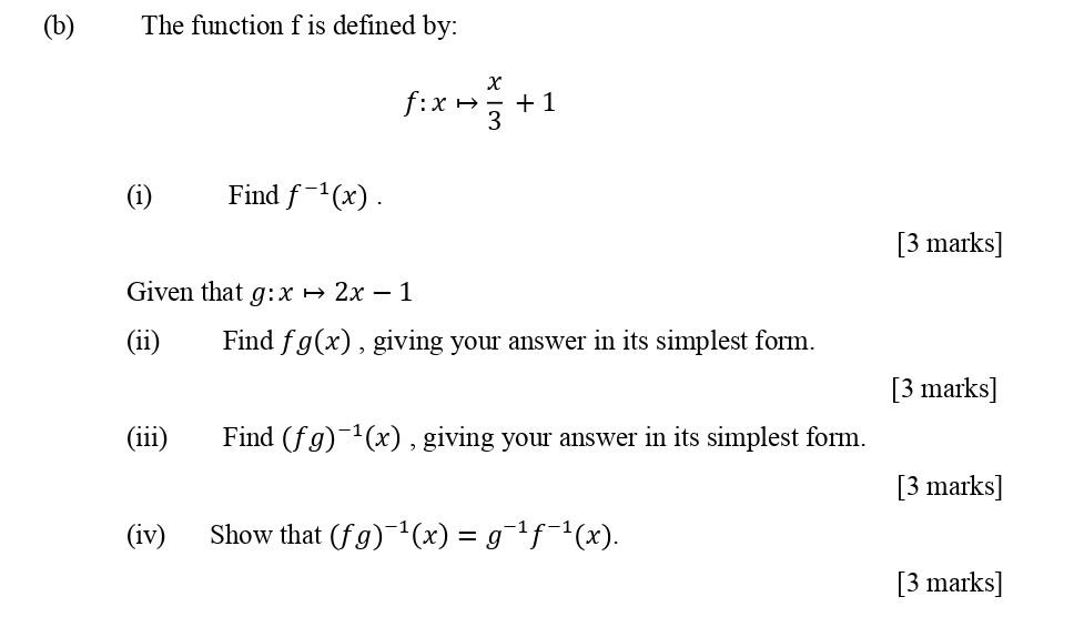 Solved The function f is defined by: f:x↦3x+1 (i) Find | Chegg.com
