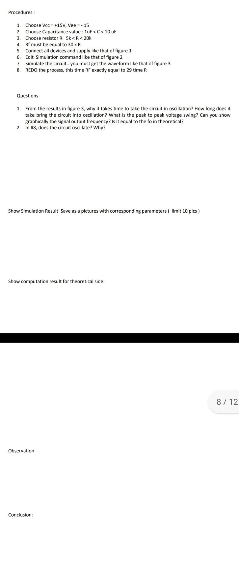 Solved Experiment #12A Op-Amp Phase Shift Oscillator | Chegg.com
