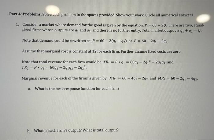 Solved 4: Problems. Solve each problem in the spaces | Chegg.com