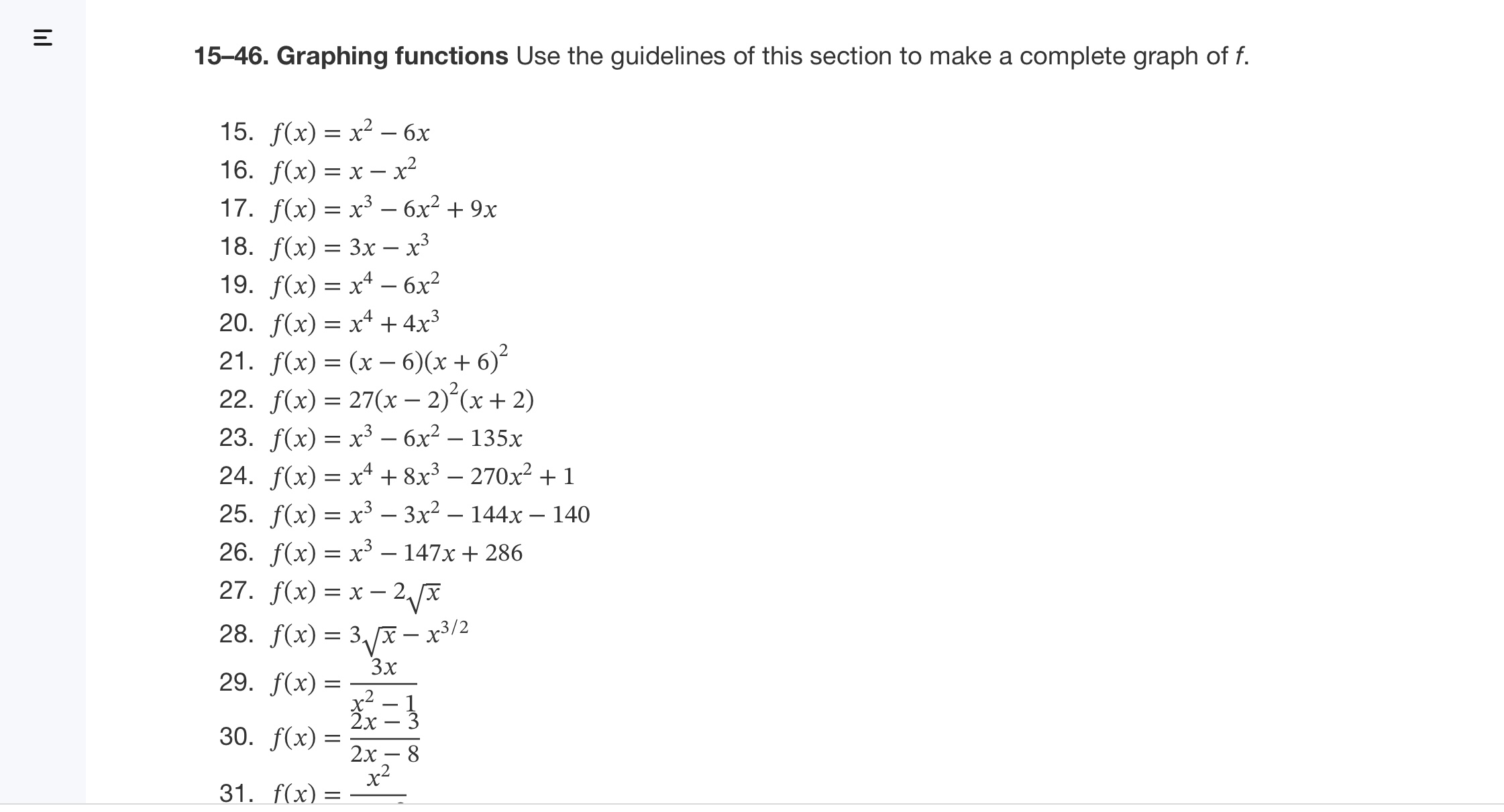 Solved 15-46. ﻿Graphing functions Use the guidelines of this | Chegg.com