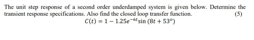 Solved The unit step response of a second order underdamped | Chegg.com