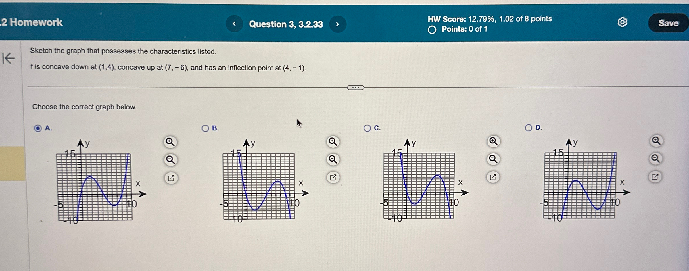 Solved 2 ﻿HomeworkQuestion 3, 3.2.33HW Score: 12.79%,1.02 | Chegg.com