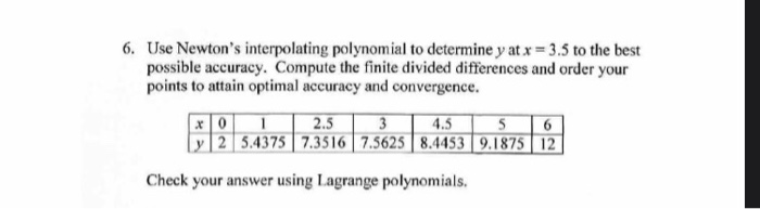Solved 6. Use Newton's interpolating polynomial to determine | Chegg.com