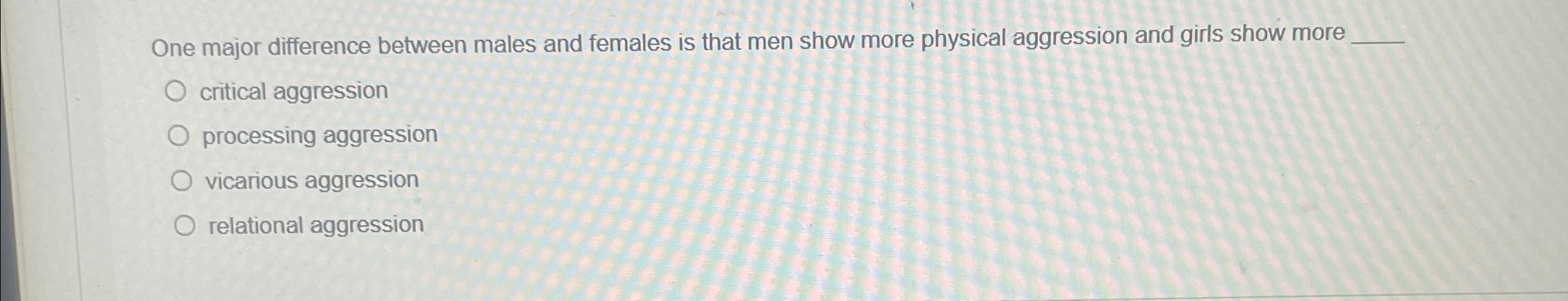 Solved One major difference between males and females is | Chegg.com