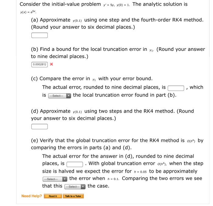Solved Consider the initial-value problem y'= 5y, y(0) = 1. | Chegg.com