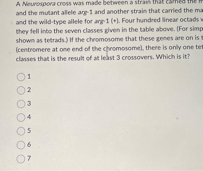 Solved Question 12 (1 point) A Neurospora cross was made | Chegg.com