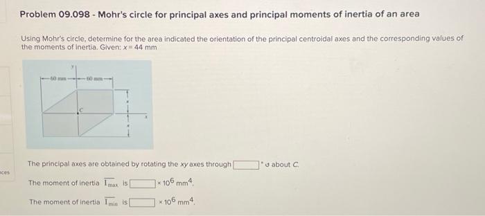 Solved Problem 09.098 - Mohr's circle for principal axes and | Chegg.com Solved Problem 09.098 - Mohr's circle for principal axes and | Chegg.com