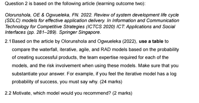 Solved Question 2 ﻿is based on the following article | Chegg.com