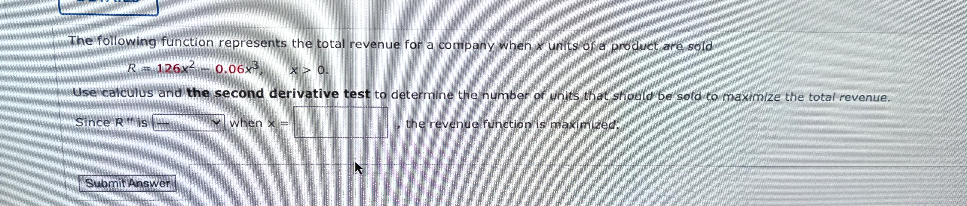 Solved The following function represents the total revenue | Chegg.com