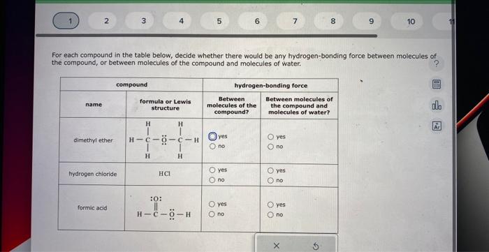 Solved For each compound in the table below, decide whether | Chegg.com