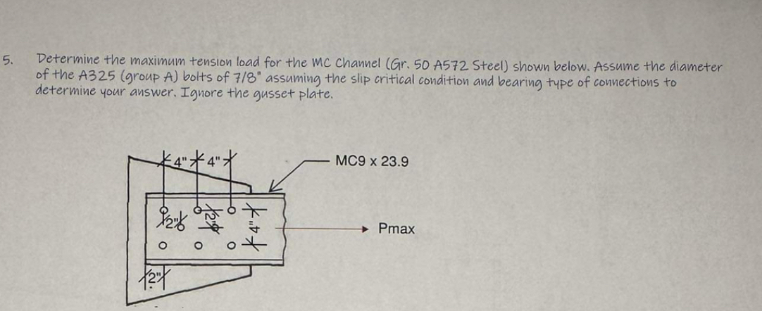 Solved Determine the maximum tension load for the MC Channel | Chegg.com