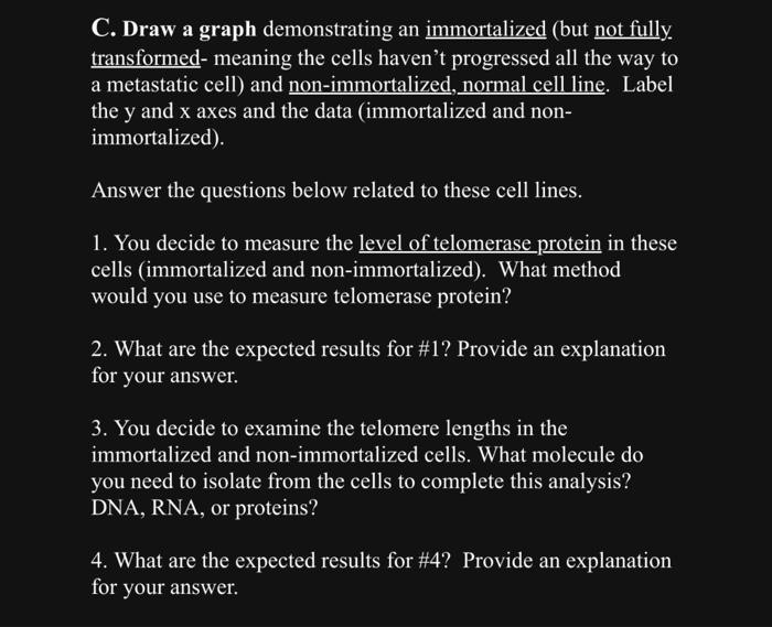 Solved C. Draw a graph demonstrating an immortalized (but | Chegg.com