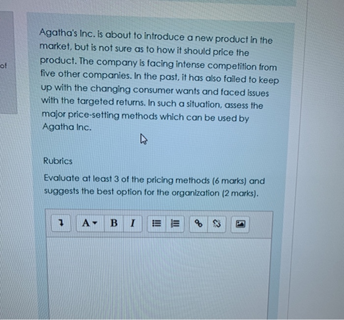 Solved of Agatha's Inc. is about to introduce a new product | Chegg.com