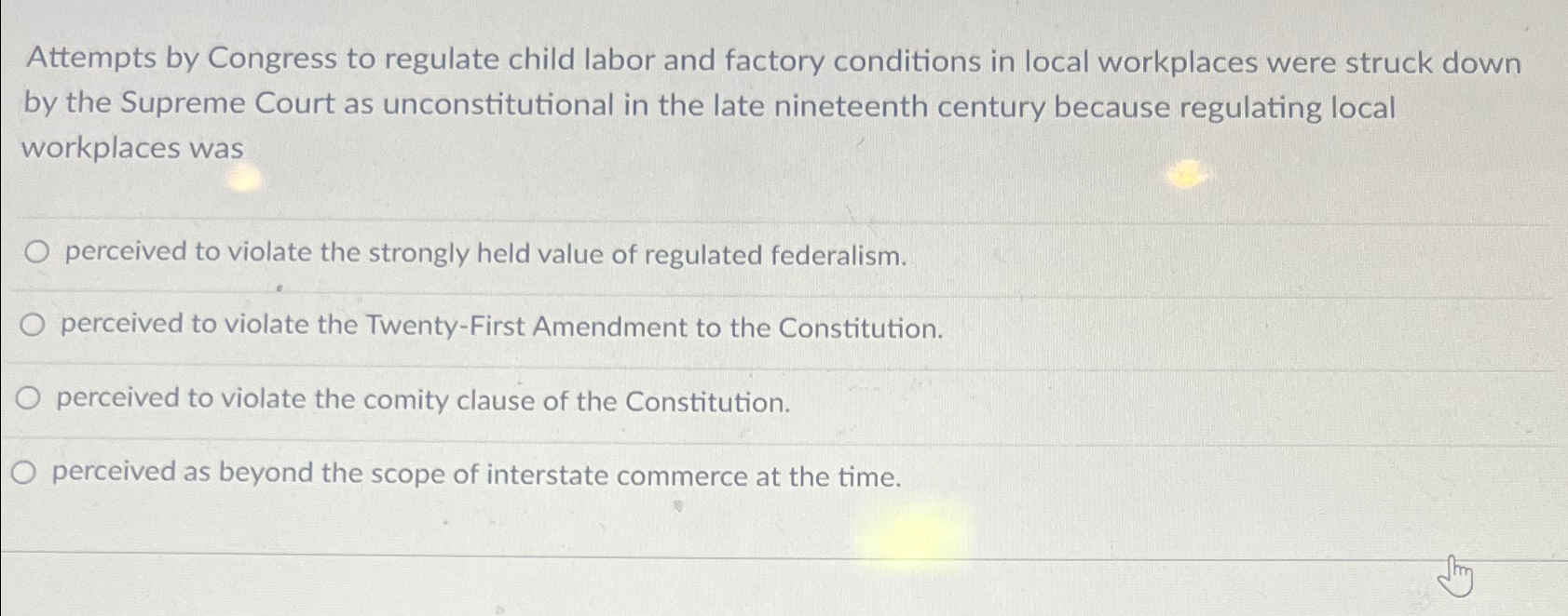 Solved Attempts by Congress to regulate child labor and | Chegg.com
