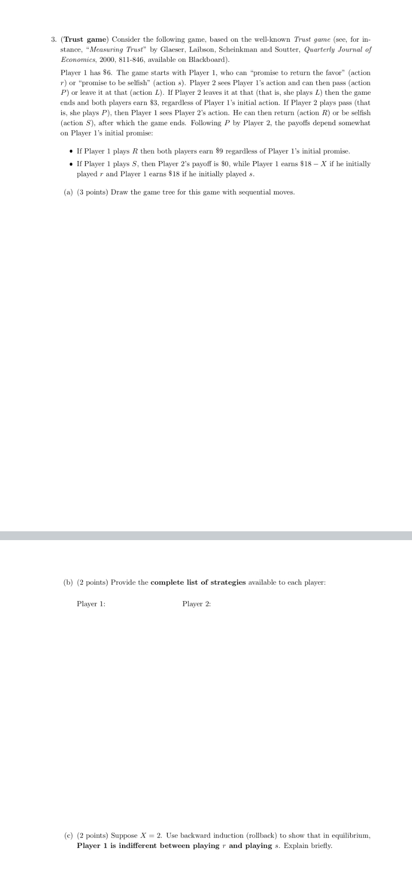 Solved (Trust game) ﻿Consider the following game, based on | Chegg.com