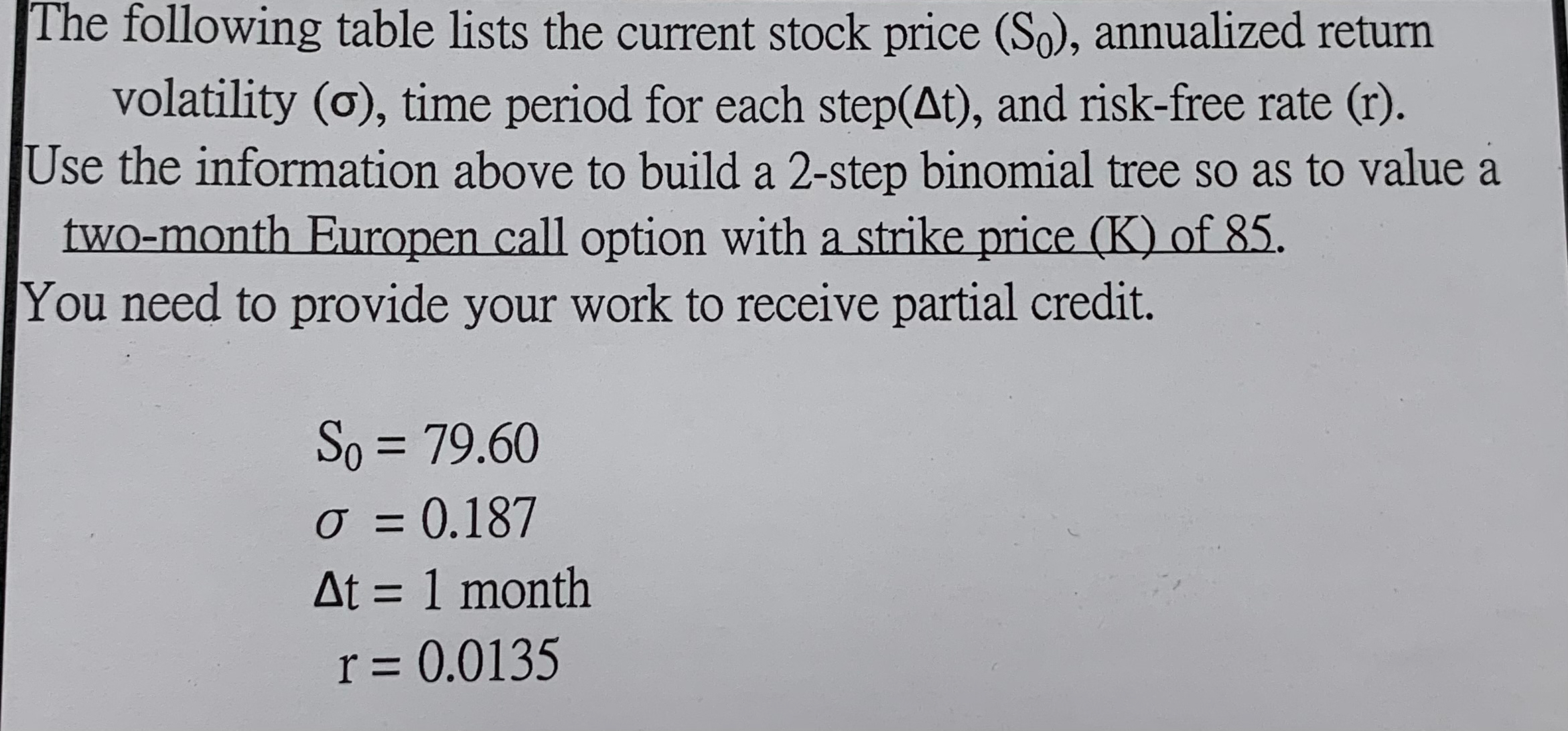 Solved The following table lists the current stock price | Chegg.com
