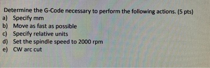Solved Determine the G-Code necessary to perform the | Chegg.com